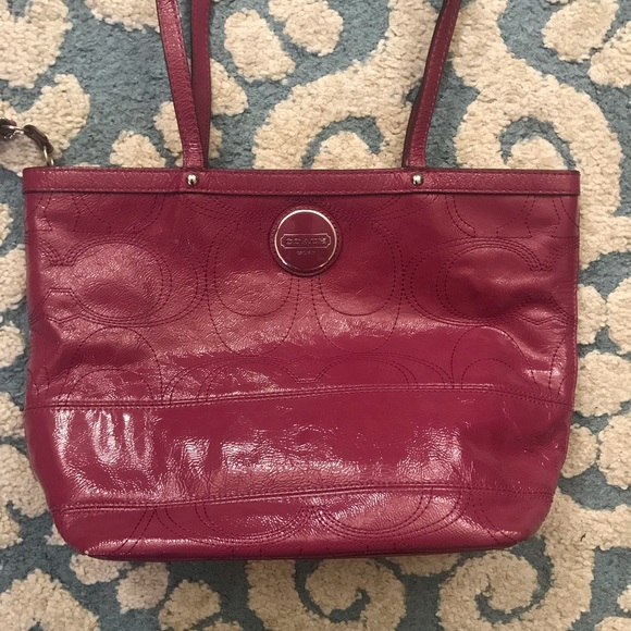 Coach | Bags | Coach Signature Leather Pink Tote Purse | Poshmark